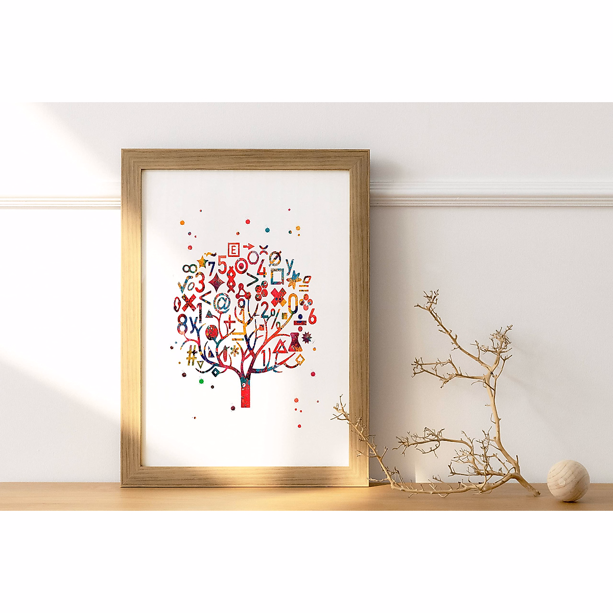 Math Symbols Tree Watercolor Art Print Mathematics Wall Decor Educational Poster Math Classroom Wall Art Mathematical Symbols Math Teacher Gift 8x10 inc. Unframed Print