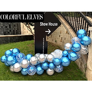 COLORFUL ELVES 12 Inch 100 Pcs Latex Metallic Chrome Balloons Helium Shiny Thicken Balloons Party Decoration (Silver)