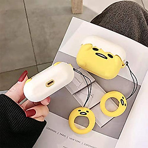 AirPods Pro Case(2019),Airpods Pro Accessories,Airpods Pro Skin,TXGOT 3D Cute Cartoon Funny Cool Kits Character Design Skin Fashion Silicone Case Cover for Apple Pro Charging Case (Lazy Egg)