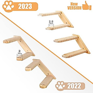 Cat Climbing Stair Shelf Wall Mounted Reversible Left & Right Direction, Cat Stairway Shelf for Climbing with Sisal Rope Ladder Cat Wall Furniture