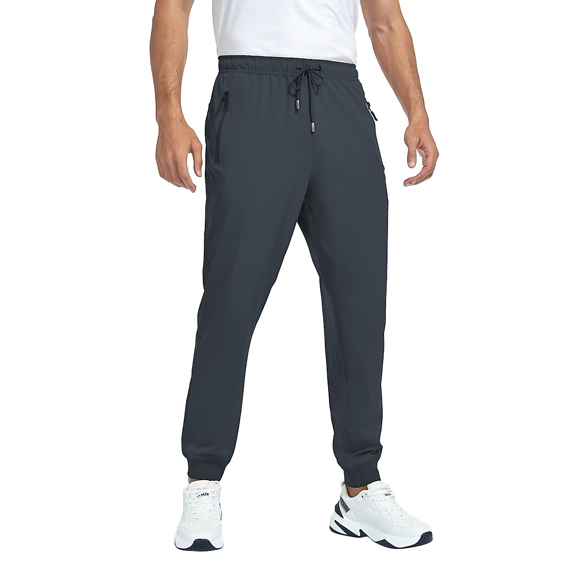 GAXIDES Sweatpants for Men with Pockets Mens Joggers with Zipper Pockets Workout Athletic Track Pants Jogging for Men with Elastic Waist Gym Running Cold Grey S/28