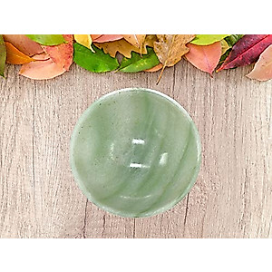 Green Aventurine Crystal Bowl - 2" Gem Stone Bowl for Altar Offering Bowl