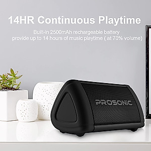 Prosonic BT3 Portable Wireless Bluetooth Speaker with 10W Stereo Sound & Bass Boost -Rich Sound & Intense Bass -Bluetooth 5.0 -Microphone -IPX5 - in & Outdoor Speaker (Black)