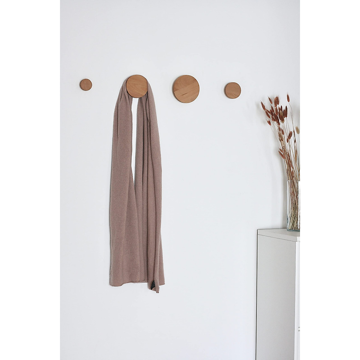 anaan Bubble Coat Hooks Wood Round Wall Hook Wooden Wall Mounted Hangers Clothes Scarf Hat Bag Towel Decoration Design Modern (Set of 4 Beech)