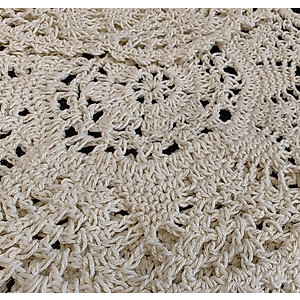 MULBESS Handmade Crochet Floral Pattern Round Cotton Lace Table Placemats Doilies Pack of 6, Round 8 Inch, Beige