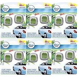 Febreze Car Vent Clip Air Freshener, Gain Original, 2 Count, (Pack of 6)