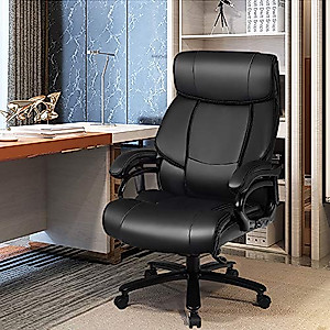 POWERSTONE Big & Tall Office Chair 500lbs Ergonomic Massage Office Chairs PU Leather Computer Chair Adjustable Large Executive Chair with Lumbar Support Armrest Swivel Rolling Chair