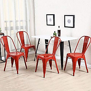 Metal Dining Chairs Set Of 4 Indoor Outdoor Chairs Patio Chairs 18 Inch Seat Heigh Kitchen Chairs Tolix Side Bar Chairs Trattoria Metal Chairs Restaurant Chair 330LBS Weight Capacity Stackable Chair