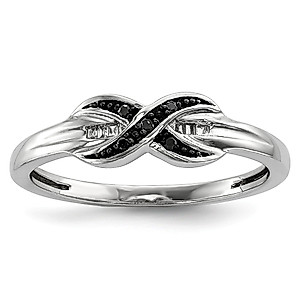 Diamond2Deal 925 Sterling Silver Black and White Diamond Infinity Ring Size 7