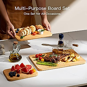 Pipishell Bamboo Cutting Board Set of 3 - Wood Cutting Board for Kitchen Chopping - for Meat, Cheese, and Vegetables - Butcher Block Serving Tray, PIBCB01