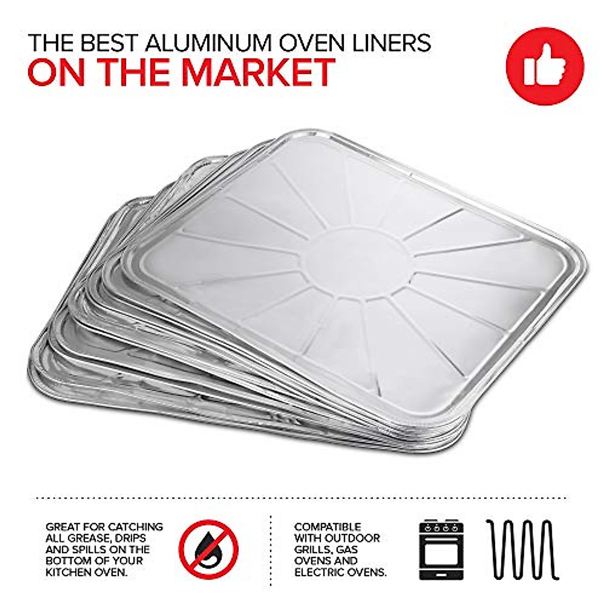 Stock Your Home Disposable Foil Oven Liners (10 Pack) Aluminum Foil Oven Liners for Bottom of Electric Oven & Gas Oven, Reusable Oven Drip Pan Tray for Cooking and Baking, Disposable Baking Mats