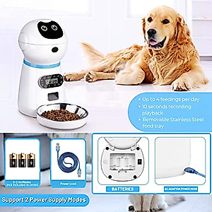 NA1 Automatic Cat Feeders for Cats and Dogs - Auto Food Feeder Pet Food Dispenser, Dual Power Supply