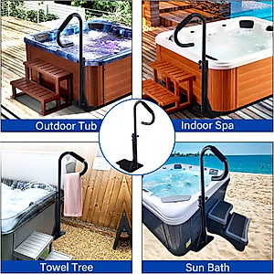 TCFUNDY Hot Tub Handrail, Adjustable 60" Slide Spa Hot Tub Hand Rail, Under Base Spa Step Side Railing 700 LBS Load, Heavy Steel Spa Handrail for Hot Tub with Sponge Rubber Grip, Rotatable Handle