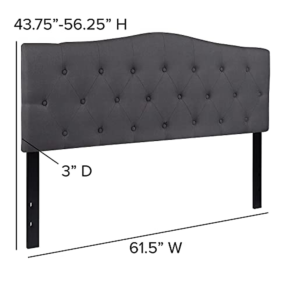 Flash Furniture Cambridge Tufted Upholstered Queen Size Headboard in Dark Gray Fabric