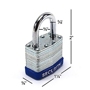 Elitexion Heavy Duty Laminated Steel Padlock, Commercial Grade Keyed Alike 1-Inch (Pack of 6)