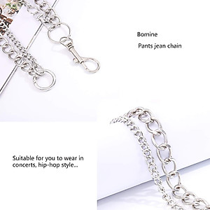 Hip Hop Pants Jean Chain Goth Punk Silver Trousers Chains Biker Heavy Thick Wallet Pocket Chains Silver Keychains Body Jewelry for Men and Women (Silver), Free sizes (1)