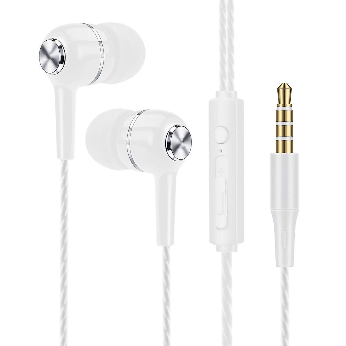 D-GROEE Earbuds Earphones, Wired Headphones in Ear, S12 Universal 3.5mm Earphone Wired Earbuds with Mic for Phone White with Mic