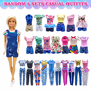 Style Shine 50 Pack Doll Clothes and Accessories, 4 Wedding Gowns 2 Evening Dresses 6 Fashion Dresses 6 Set Casual Outfits Top and Pant 2 Swimsuit Bikini, 20 Hanger 10 Shoe Toys for Girl Birthday Gift