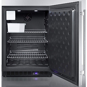 SCFF53BSSIM Frost- free Undercounter Freezer With Icemaker Digital Thermostat Stainless Steel Door Lock and Black Cabinet.
