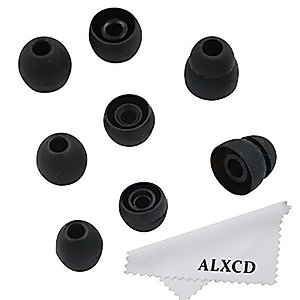 ALXCD Eartip for LG HBS Series Wireless Earphone, SML & Double Flange Silicone Replacement Earbud Gel Tip, Fit for LG HBS-750 770 800 810 900 910 Tone Pro Ultra Plus Infinim [4 Pair] (Black)