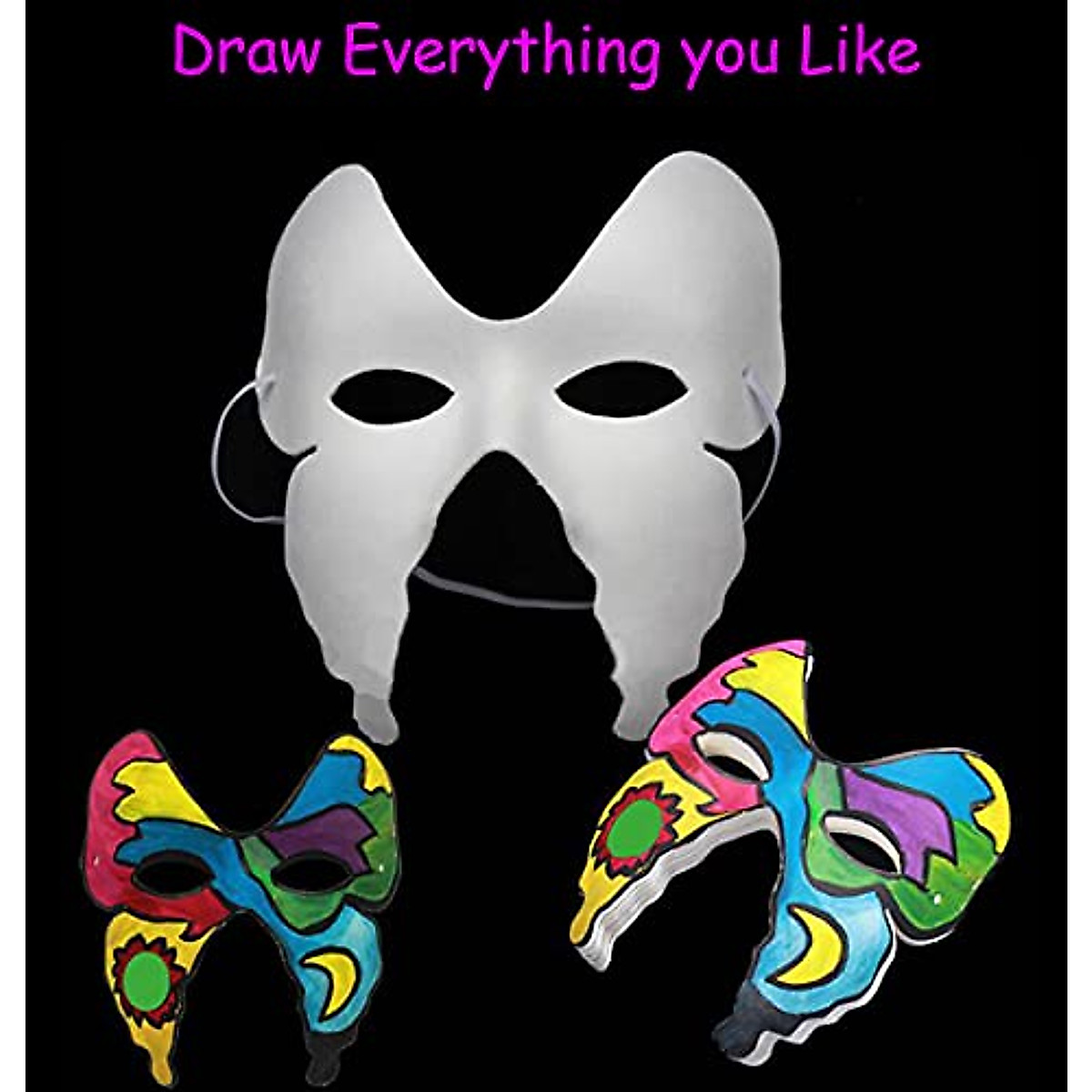 Qavctw 16PCS DIY White Masks Paper Cosplay Christmas Party Mask Unpainted Plain Craft Masquerade Masks for Christmas Mardi Gras Party Mask