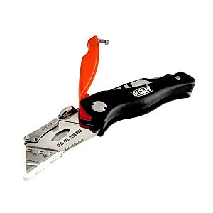 BESSEY D-BKPH Quick-Change Folding Utility Knife - ABS Handle with 5 Blade Storage Compartment , 5 extra blades included