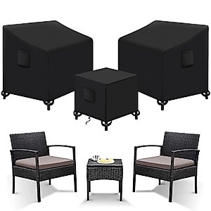 Kovshuiwe 3 Pieces Patio Set Cover, Upgraded 600D Heavy Duty Oxford Fabric Patio Conversation Set Covers, Patio Furniture Sets Covers Waterproof - 3 Piece Patio Furniture Covers