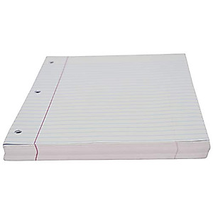 School Smart - 85285 3-Hole Punched Filler Paper w/ Red Margin, 8 x 10-1/2 Inches, Wide Ruled, 200 Sheets,White