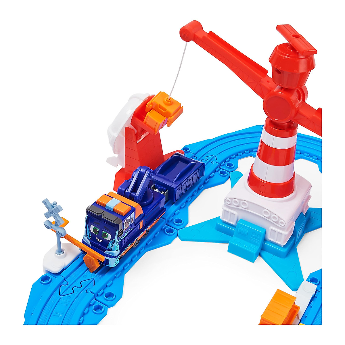 Mighty Express, Port Station Playset with Exclusive Mechanic Milo Toy Train and Magnetic Crane