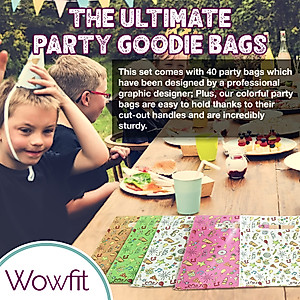 Wowfit 40 CT Party Bags – Assorted Party Favor Bags – 40 Goodie Bags in 4 Colors – Perfect for Birthdays, New Years, Graduations, Anniversaries, and More – 6.8 x 10 Inch Birthday Bags
