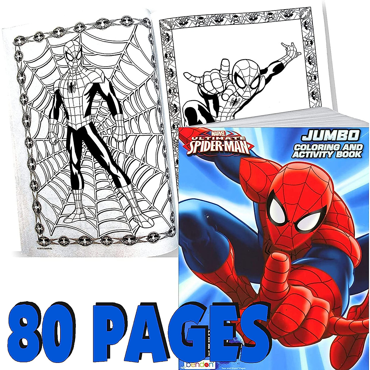 Disney Studios Spiderman Stickers Activity Set - Bundle Includes Spiderman Stickers, Spiderman Coloring Book, Superhero Door Hanger, Thank You Card Craft