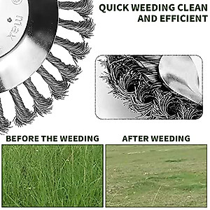 BaiNuo Steel Wire Brush Cutter Grass Trimmer Head for Garden Lawn Mower, 8Inch Trimmer Cutting Kit with Thrust Washer for String Trimmers, Rust Removel, Lawn Mower (8inch Set)