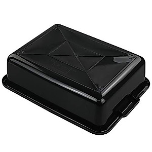 EudokkyNA Plastic Bus Tub Set of 4, Black Rectangle Plastic Dish Pans, 8 Liters