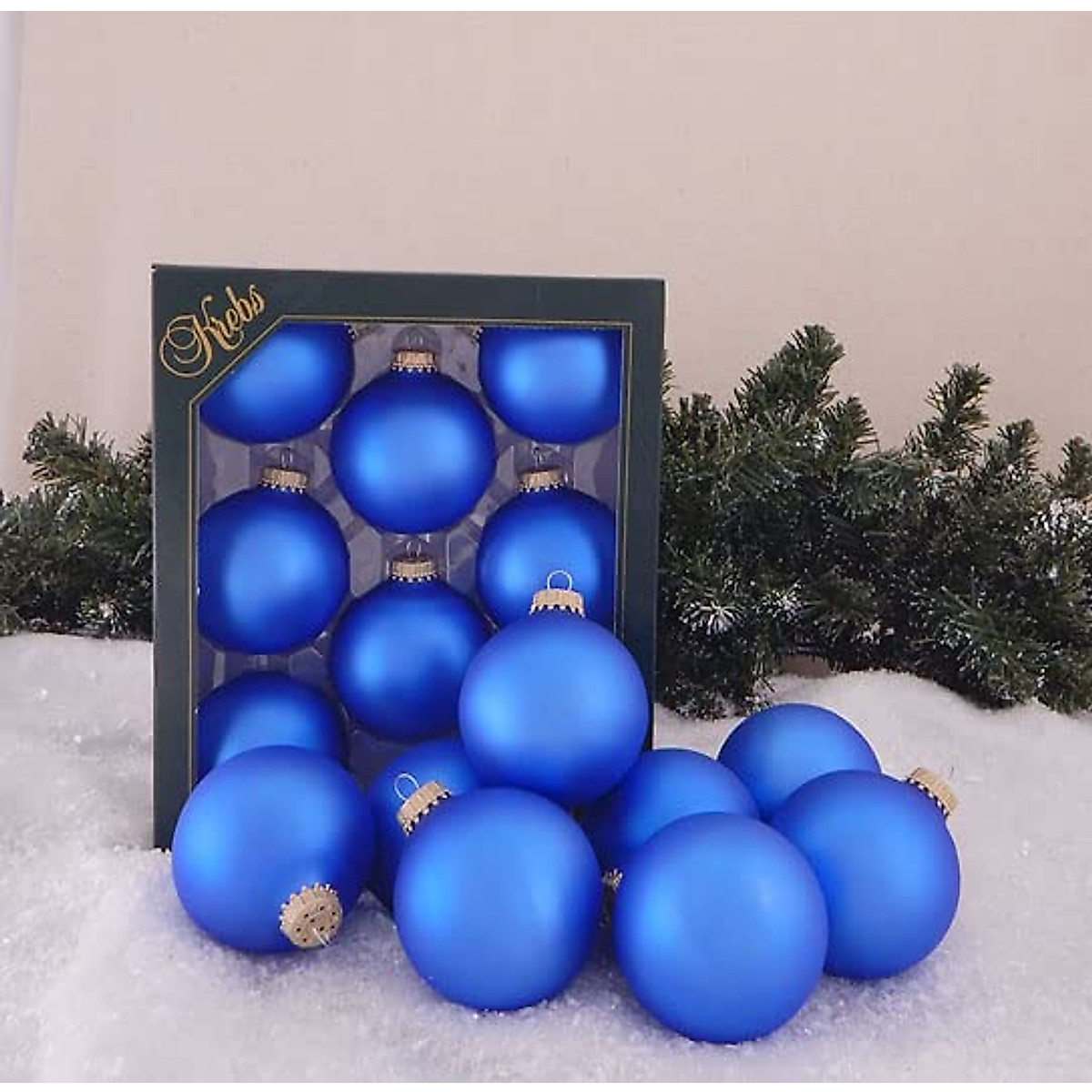 Glass Christmas Tree Ornaments - 67mm / 2.63" [8 Pieces] Designer Balls from Christmas By Krebs Seamless Hanging Holiday Decor (Velvet Classic Blue)