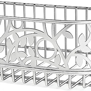 mDesign Steel Wall Mount Hair Dryer Holder, Styling Tool Storage Organizer Basket for Bathroom - Holds Hair Dryer, Flat Iron, Curling Wand, Hair Straighteners, Brushes - Arbor Collection - Chrome