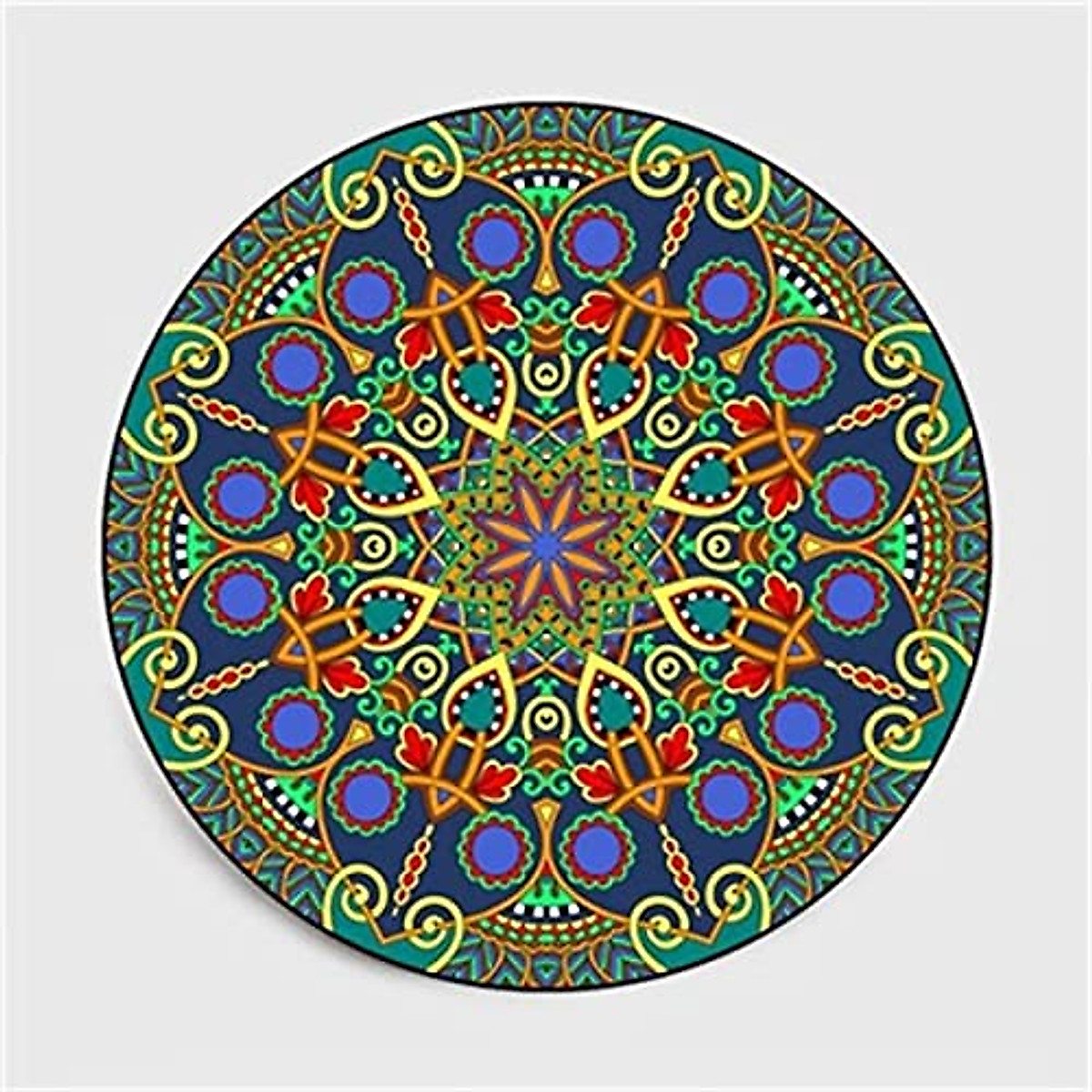 Green Mandala Floral Round Area Rug for Under Kitchen Dinning Room Tables Washable Boho Ethnic Circle Carpets,4ft Diameter