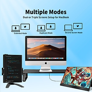 YGG 2K Portable Monitor, 13.3" Portable Laptop Monitor, 100% sRGB IPS FHD Eye Care 2560x 1600 External Monitor, USB C Mini HDMI External Display, Travel Monitor with Smart Case for Laptop MacBook PC