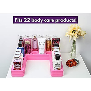 Polar Whale 2 Lotion and Body Spray Stand Organizers Tray Pink Durable Foam Washable Waterproof Insert for Home Bathroom Bedroom Office 16.25 x 16.25 x 2 Inches 22 Slots 2pc Pair Set