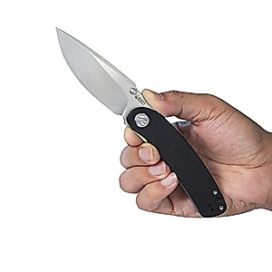 KUBEY Momentum KU344A Everyday Carry Pocket Knife, 3.43-Inch Drop Point Blade G10 Handles with Dual Thumb Studs and Reversible Clip for Outdoor Hunting Camping