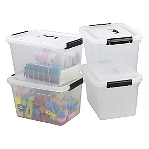 Leendines 12 Liter Clear Latching Storage Box, 4 Packs
