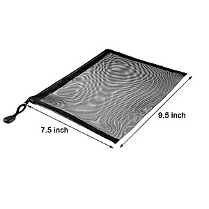 Norme 10 Pieces Black Mesh Bags Makeup Bags Cosmetic Travel Organizer Bags Mesh Zipper Pouch Pencil Case, 9.5 x 7.1 Inches