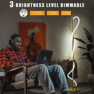 DEC LUCE DECOLUCE LIGHTING Modern LED Gold Floor Lamp, Flexible DIY Modeling Tall Standing Lamp, 35W/2700lm Ultra Bright White Light Corner Floor lamp for Bedroom, Living Room, Office