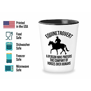 Flairy Land Equestrian Shot Glass 1.5oz - Equinetrovert - Horse Gifts for Women Cowgirl Horse Riding Horseback Rider Equestrian Horsewoman Horseman