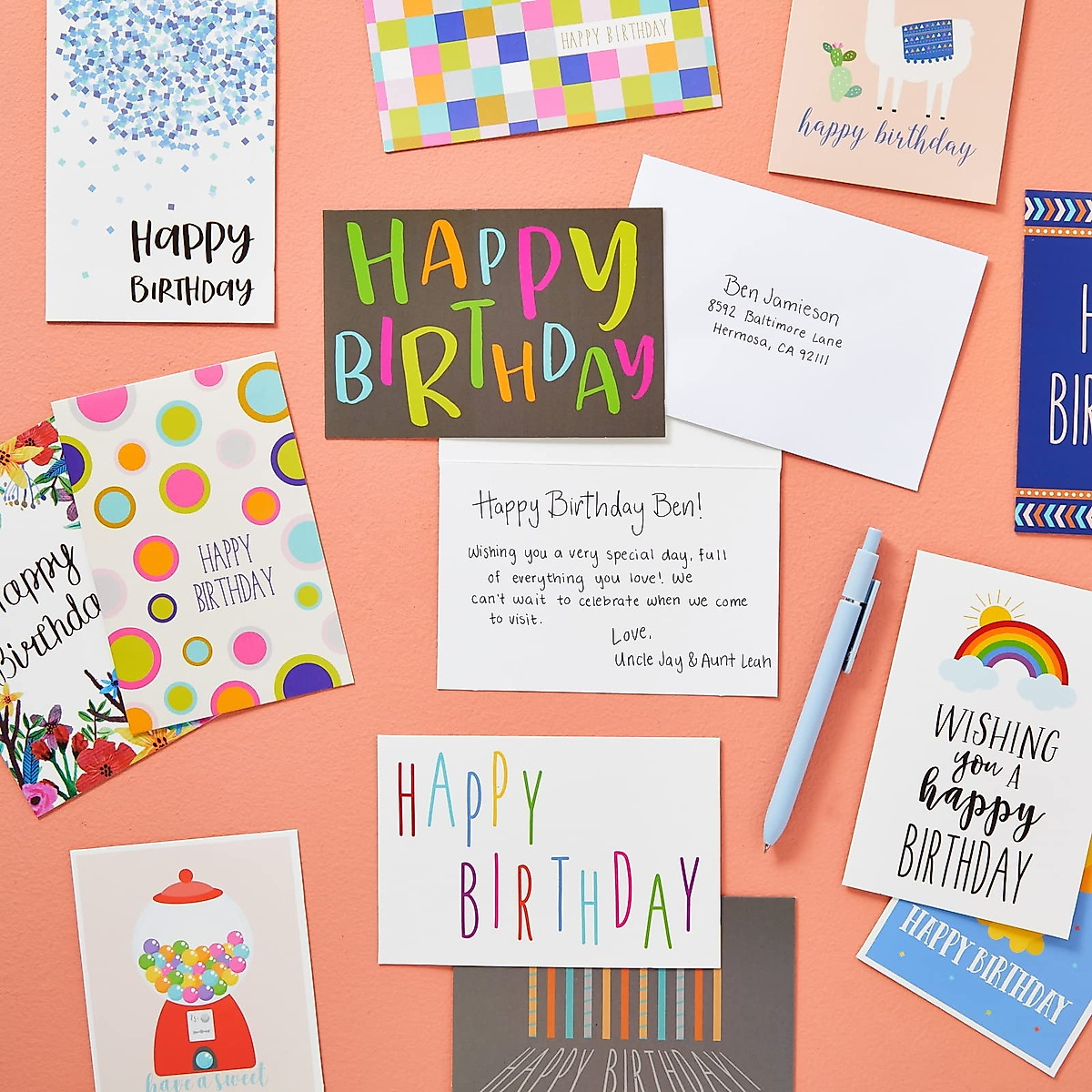 36 Pack Birthday Cards with Envelopes Bulk, Blank Inside for Office, Friends, and Kids (36 Unique Assorted Designs, 4x6 in)