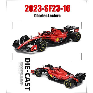 JODIYAAH Bburago 1:24 F1 2023 SF23 16# Charles Leclerc Ferrari Alloy Car Die Cast Car Model Collection Gift (1/24 SF23 16#)