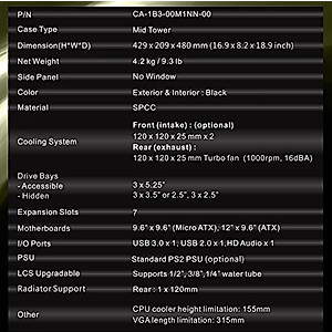 Thermaltake Versa H22 Black ATX Mid Tower Perforated Metal Front and Top Panel Gaming Computer Case 2.0 Edition with One 120mm Rear Fan Pre-Installed CA-1B3-00M1NN-A0