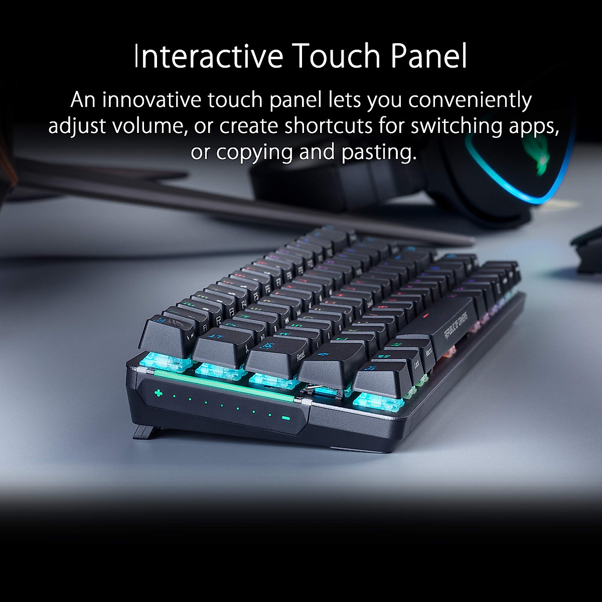 ASUS ROG Falchion NX 65% Wireless RGB Gaming Mechanical Keyboard | ROG NX Red Linear Switches, PBT Doubleshot Keycaps, Wired / 2.4G Hz, Touch Panel, Keyboard Cover Case, Macro Support,Black