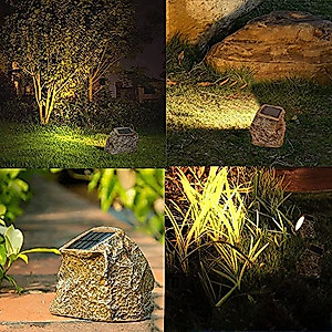 EiGreen 4 Pack Solar Garden Rock Lights Outdoor Decorative, 10 LED Waterproof Solar Pathway Lights,Solar Spot Lights Outdoor, for Ideal for Garden Walkway Pathway Patio