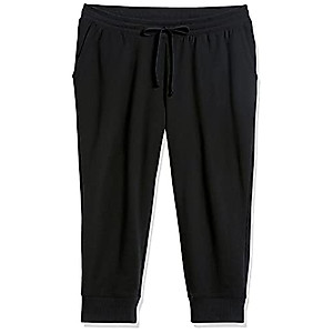 Amazon Essentials Women's French Terry Fleece Capri Jogger Sweatpant (Available in Plus Size), Black, XX-Large