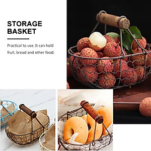 Cabilock Metal Wire Egg Basket Eggs Wire Storage egg wire basket wire fruit basket wire storage basket Basket with Handle Chicken Wire Basket